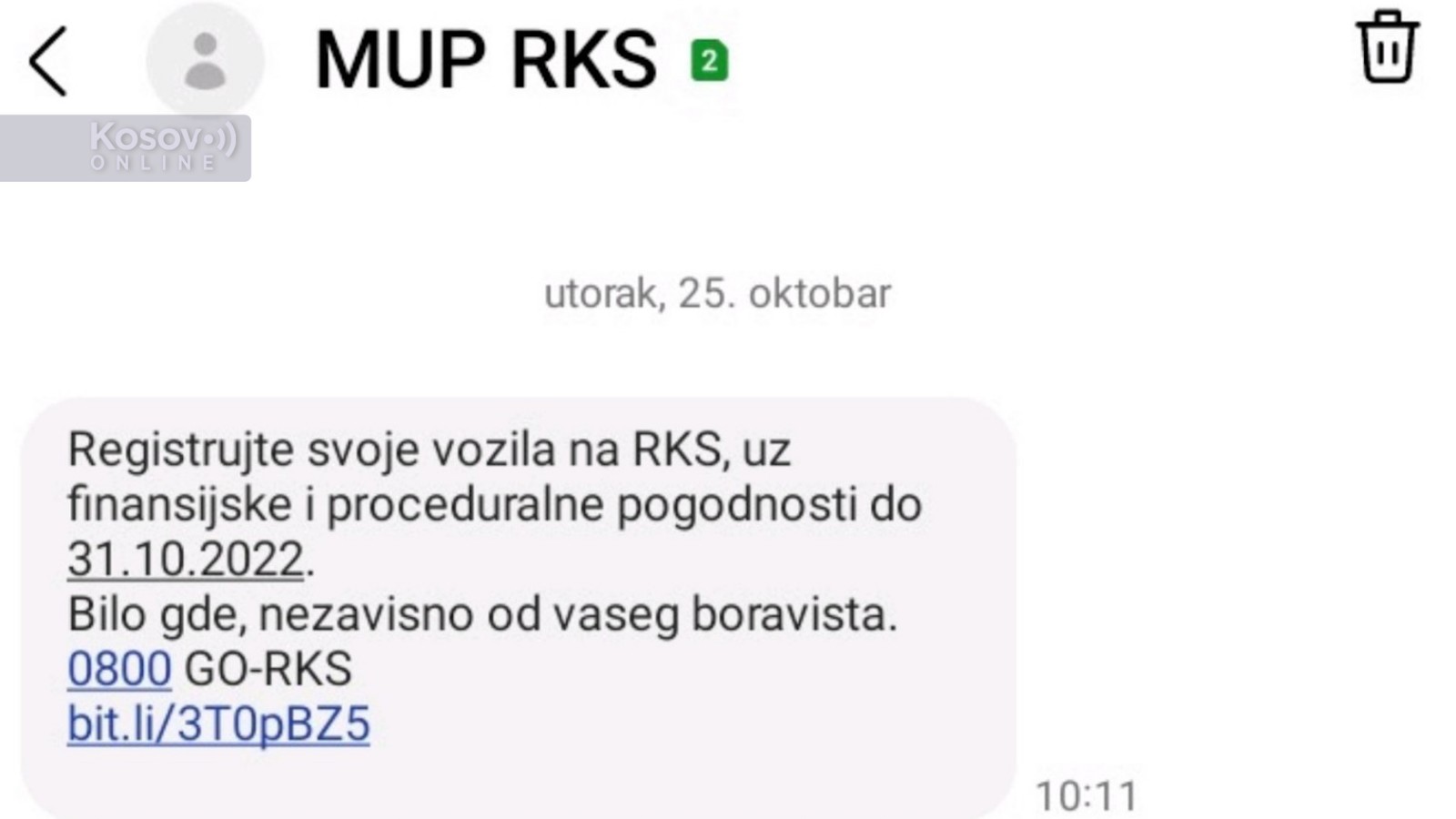 MUP Kosova šalje SMS poruke Srbima za preregistraciju - Kosovo Online