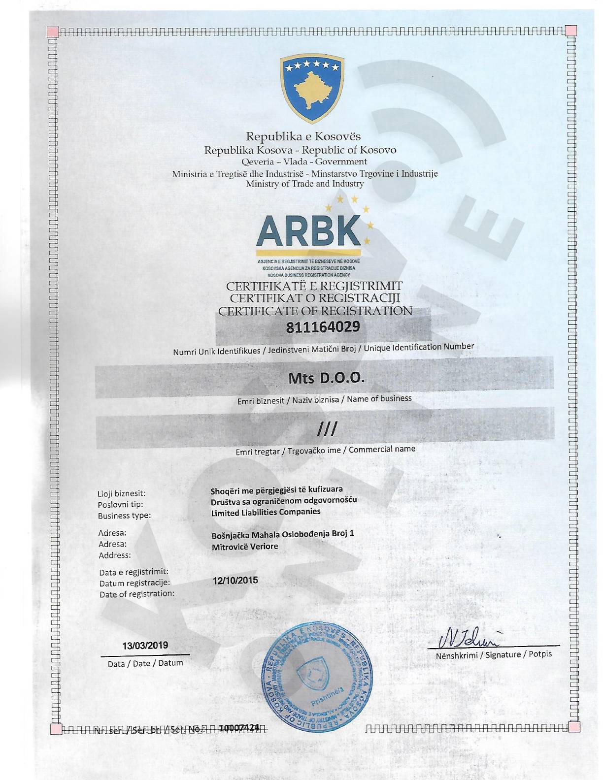The intention of Pristina to revoke the certificate of Mts is a gross ...