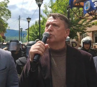 Trepca miners at the protest in Zvecan: Kosovo Police Special Forces ...