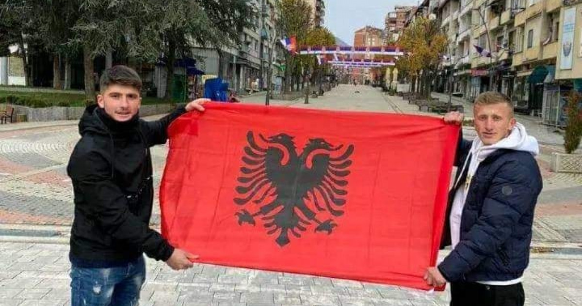 The Albanian flag unfurled on the promenade in North Mitrovica - Kosovo ...
