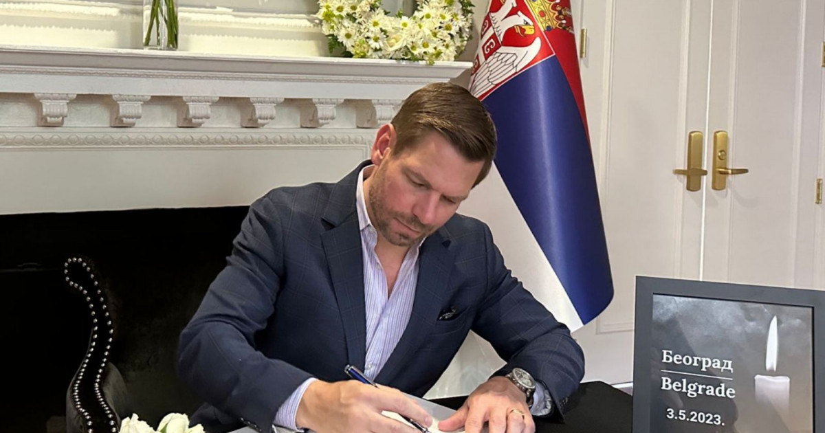 Congressman Eric Swalwell signed the condolence book at the Embassy of ...